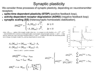 Integrate-and-fire neuron model with STDP plasticity bounded by neurotransmitter receptor pool | PPT