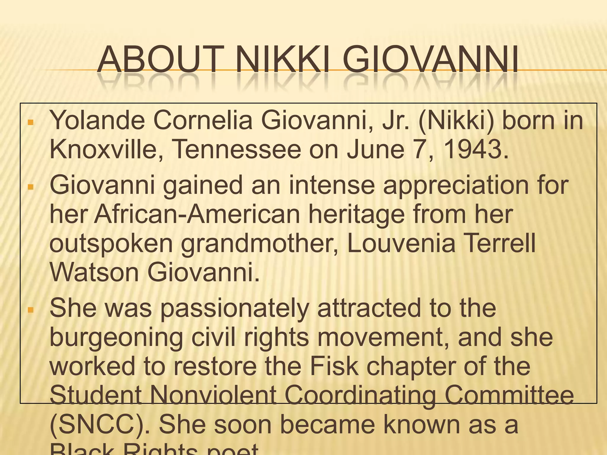 Nikki giovanni | PPTX