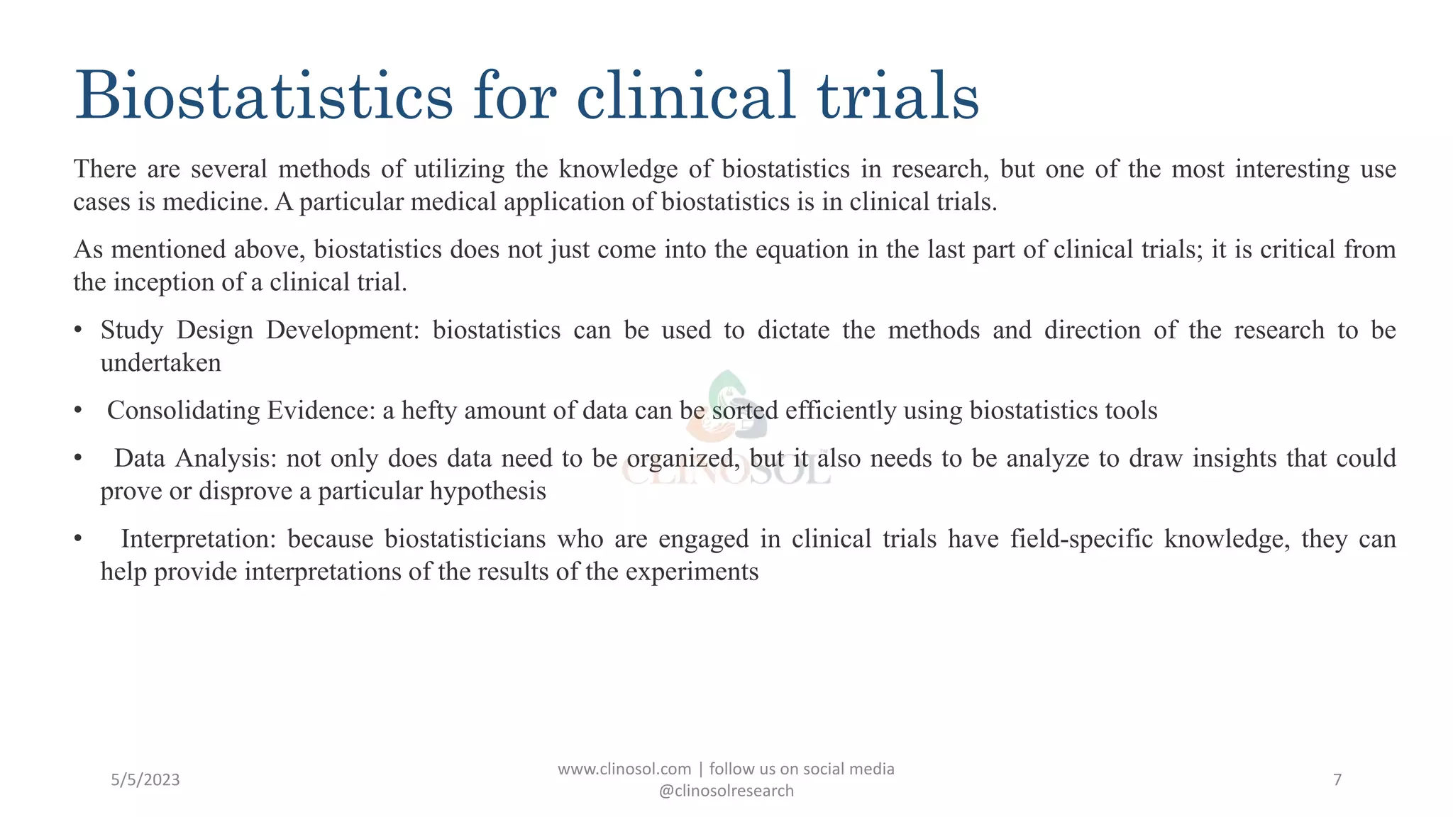 Role Of Biostatistics In Clinical Trials Ppt