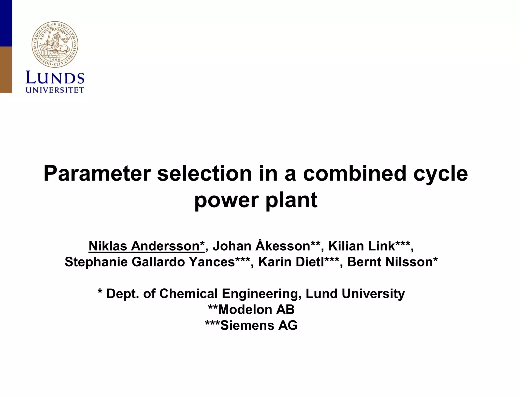 Parameter selection in a combined cycle power plant | PPT