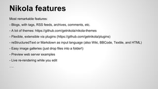 Nikola, a static blog & site generator python meetup 19 feb2014 | PPT