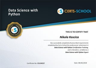 Data Science with Python Certificate | PPT