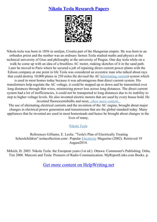 Nikola Tesla Essay | PDF | Physics | Science