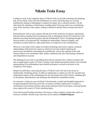 Nikola Tesla Essay | PDF