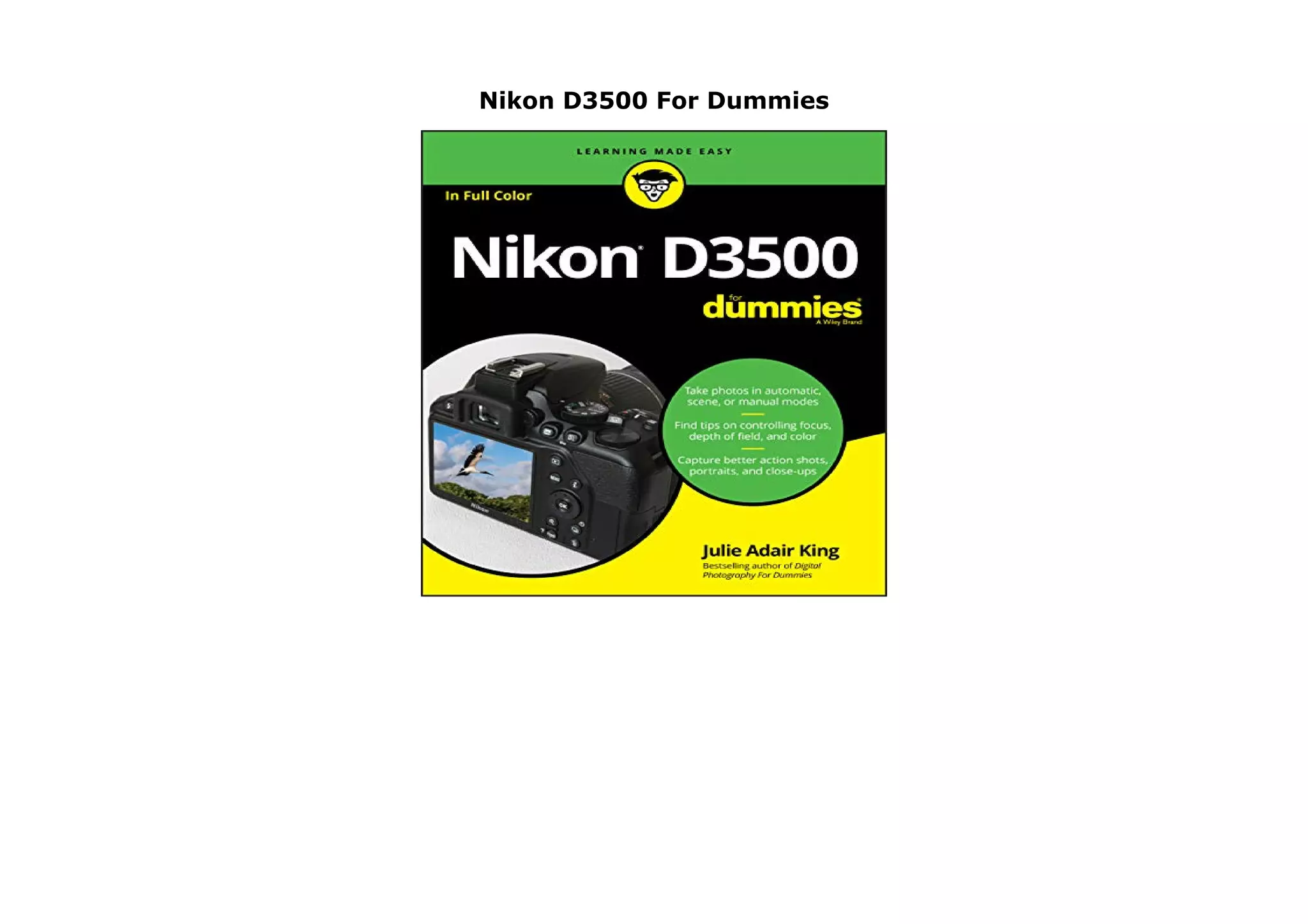 Nikon D3500 For Dummies | PDF