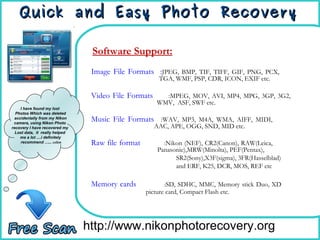 Nikon photo recovery | PPT