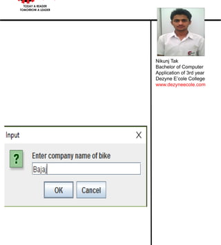 Nikunj Tak ,3rd Year BCA,Project on Java Programming | PDF | Programming Languages | Computing