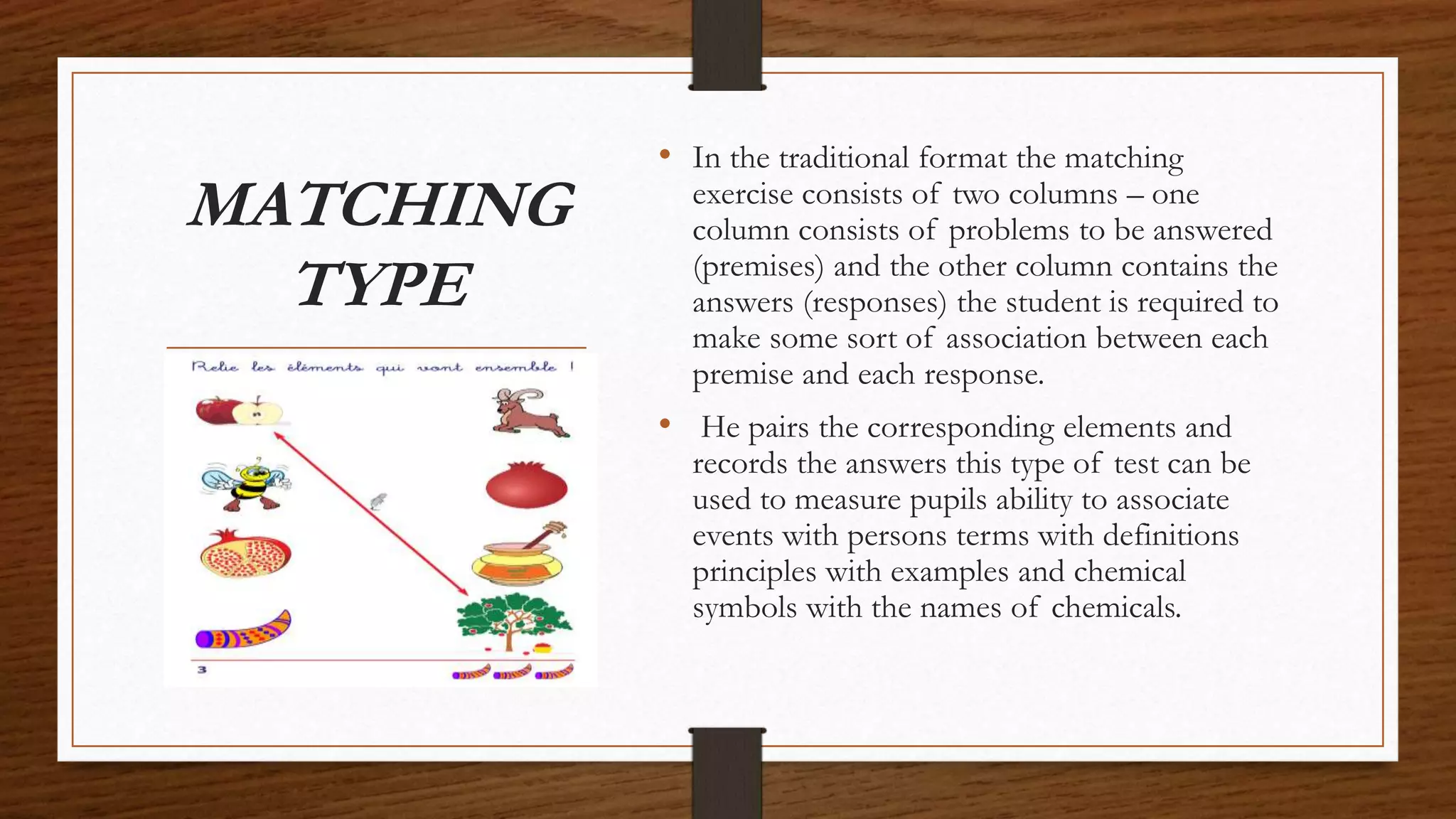 Types of test items and principles for constructing test items | PPTX