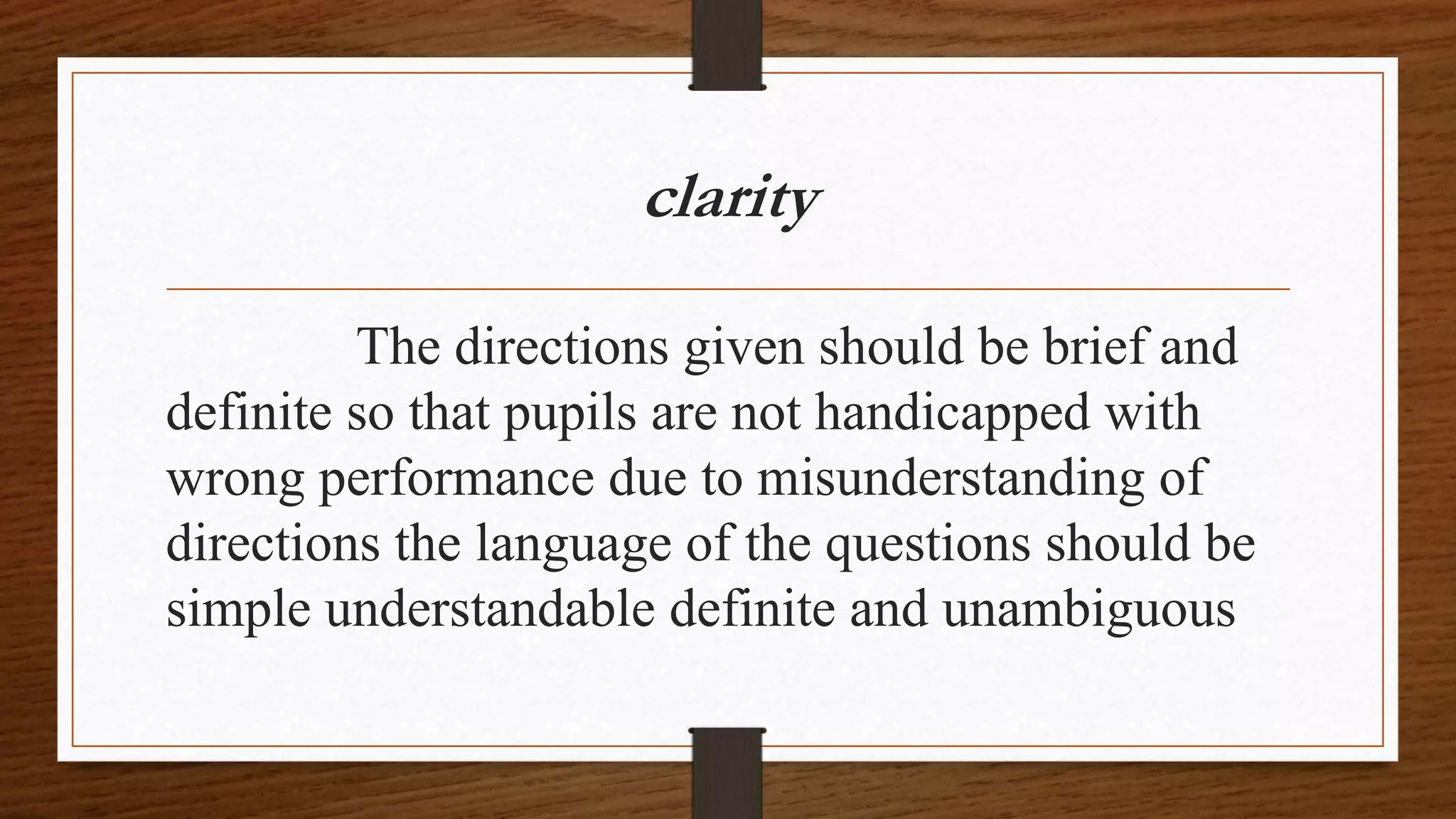 Types of test items and principles for constructing test items | PPTX