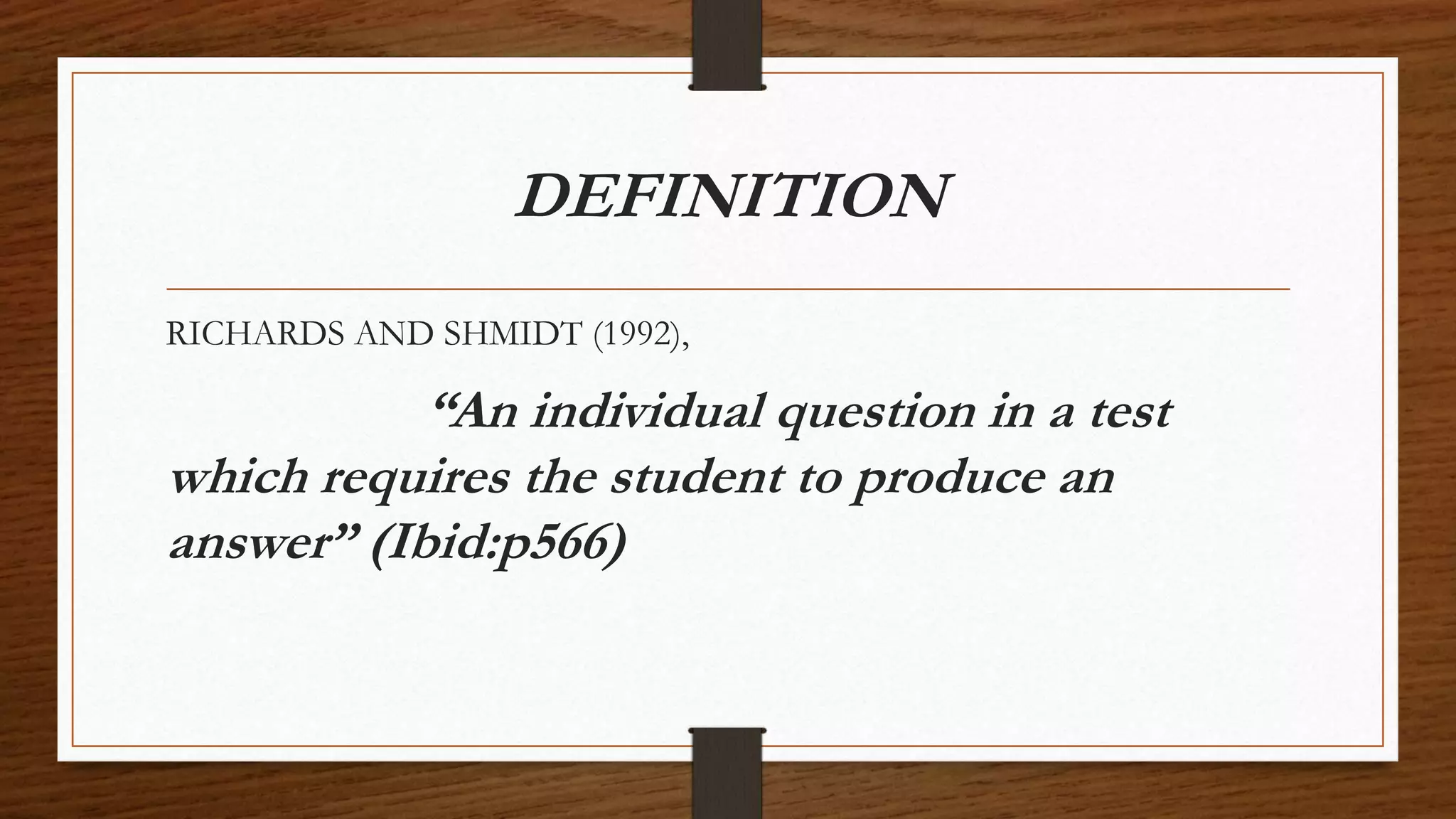 Types of test items and principles for constructing test items | PPTX