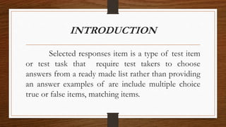 Types of test items and principles for constructing test items | PPTX