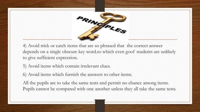 Types of test items and principles for constructing test items | PPT