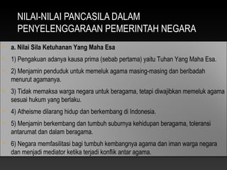 Nilai nilai pancasila dalam penyelenggaraan pemerintah | PPT