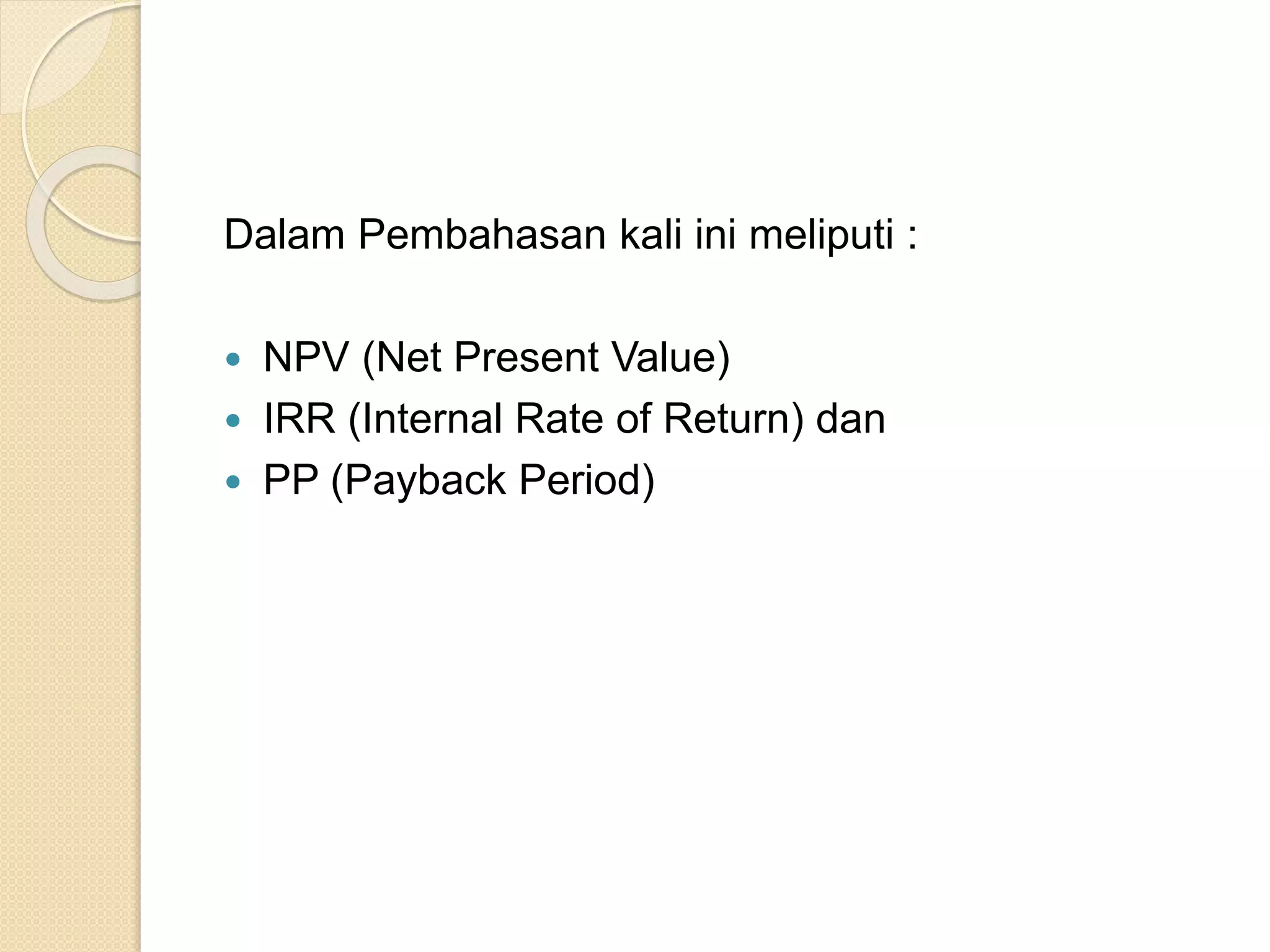 Nilai Bersih Sekarang NPV | PPTX