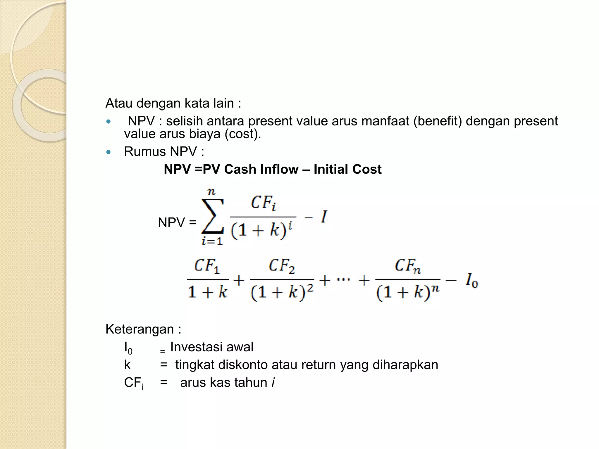 Nilai Bersih Sekarang NPV | PPTX