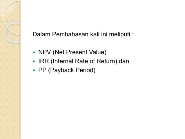 Nilai Bersih Sekarang NPV | PPTX
