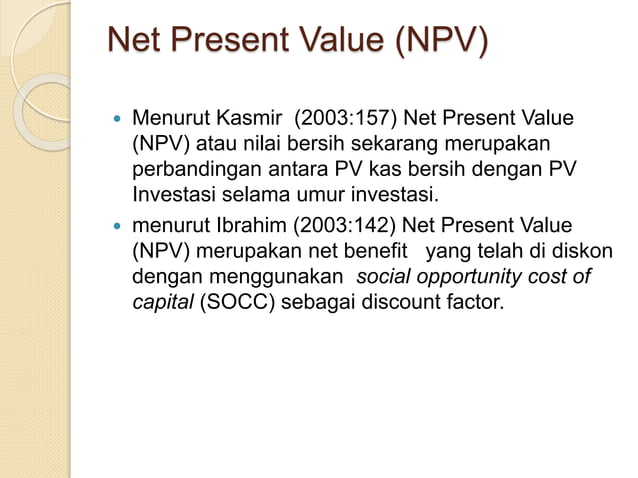 Nilai Bersih Sekarang NPV | PPTX