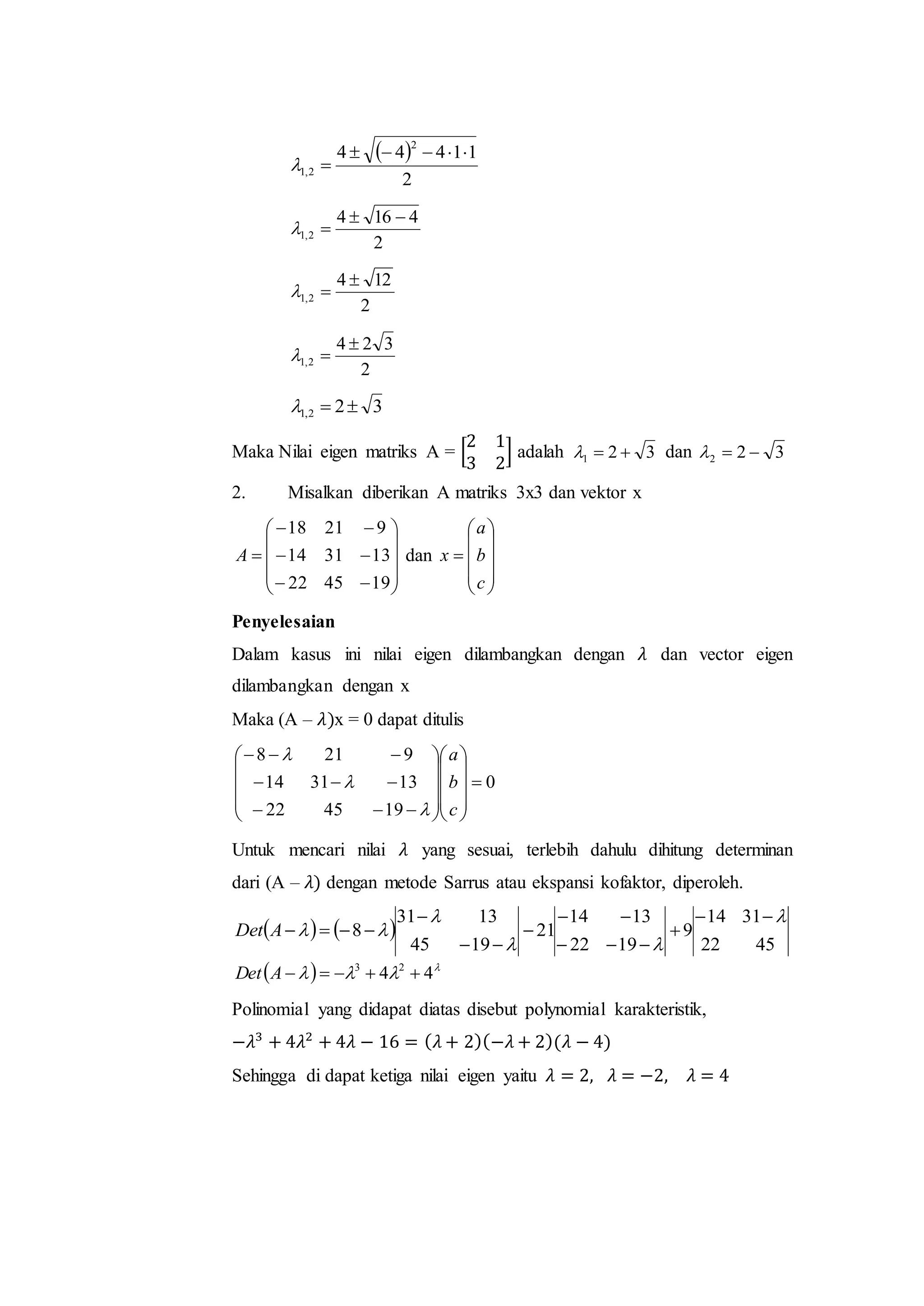 Nilai eigen dan vektor eigen | DOCX
