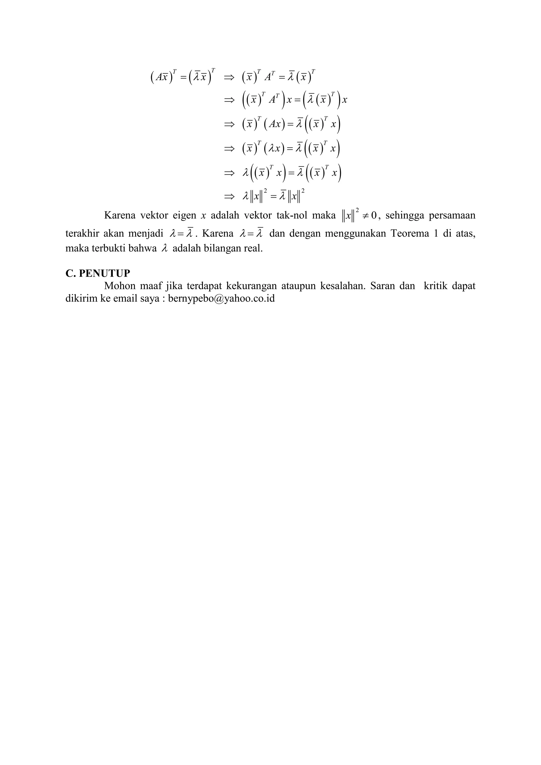 Nilai eigen dari matriks simetris | PDF