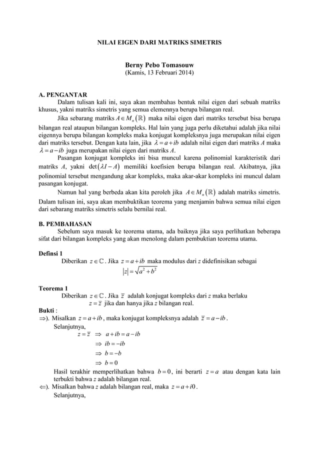 Nilai eigen dari matriks simetris | PDF