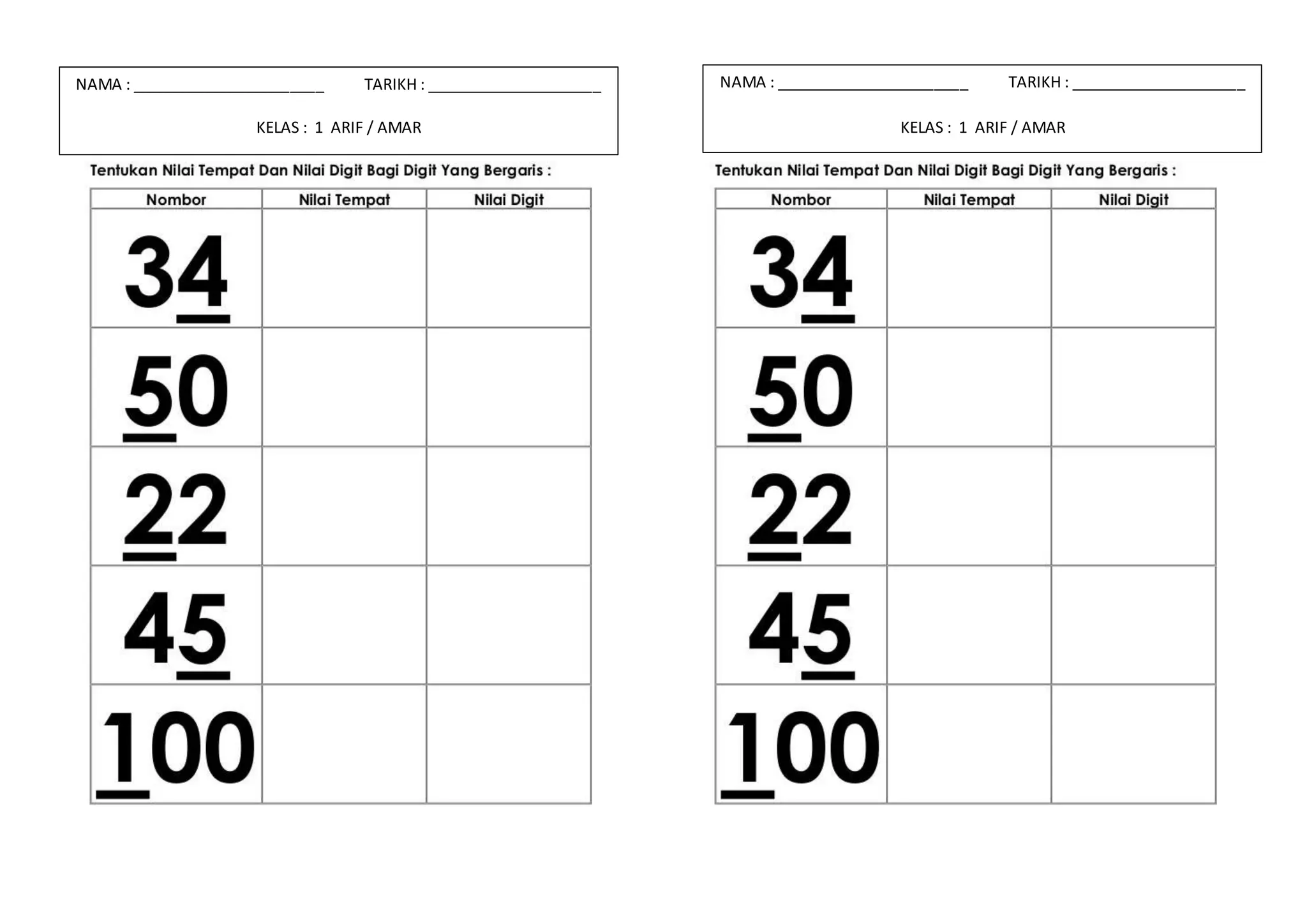 Nilai Tempat & Digit Tahun 1.docx