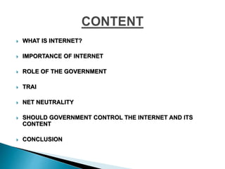 NILAKSHI ppt on should government control internet and its content | PPT