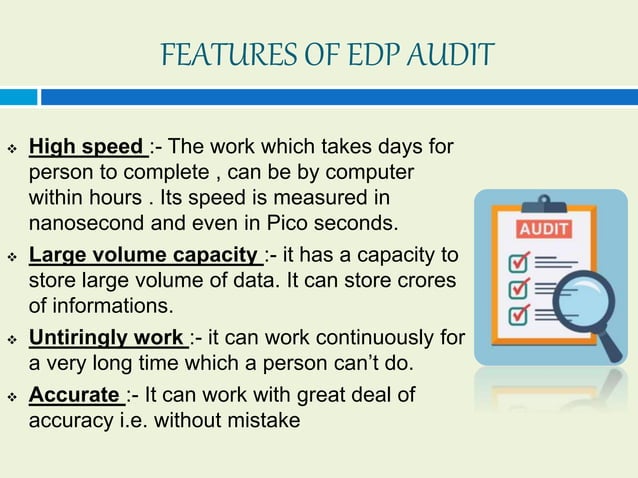 EDP AUDIT | PPTX | Operating Systems | Computer Software and Applications