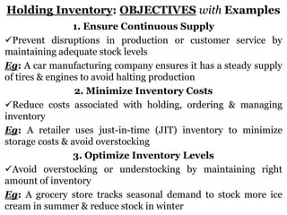 OBJECTIVES AND BENEFITS OF HOLDING INVENTORY | PDF