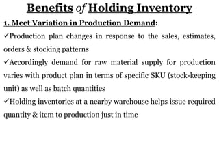 OBJECTIVES AND BENEFITS OF HOLDING INVENTORY | PDF