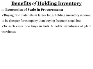 OBJECTIVES AND BENEFITS OF HOLDING INVENTORY | PDF