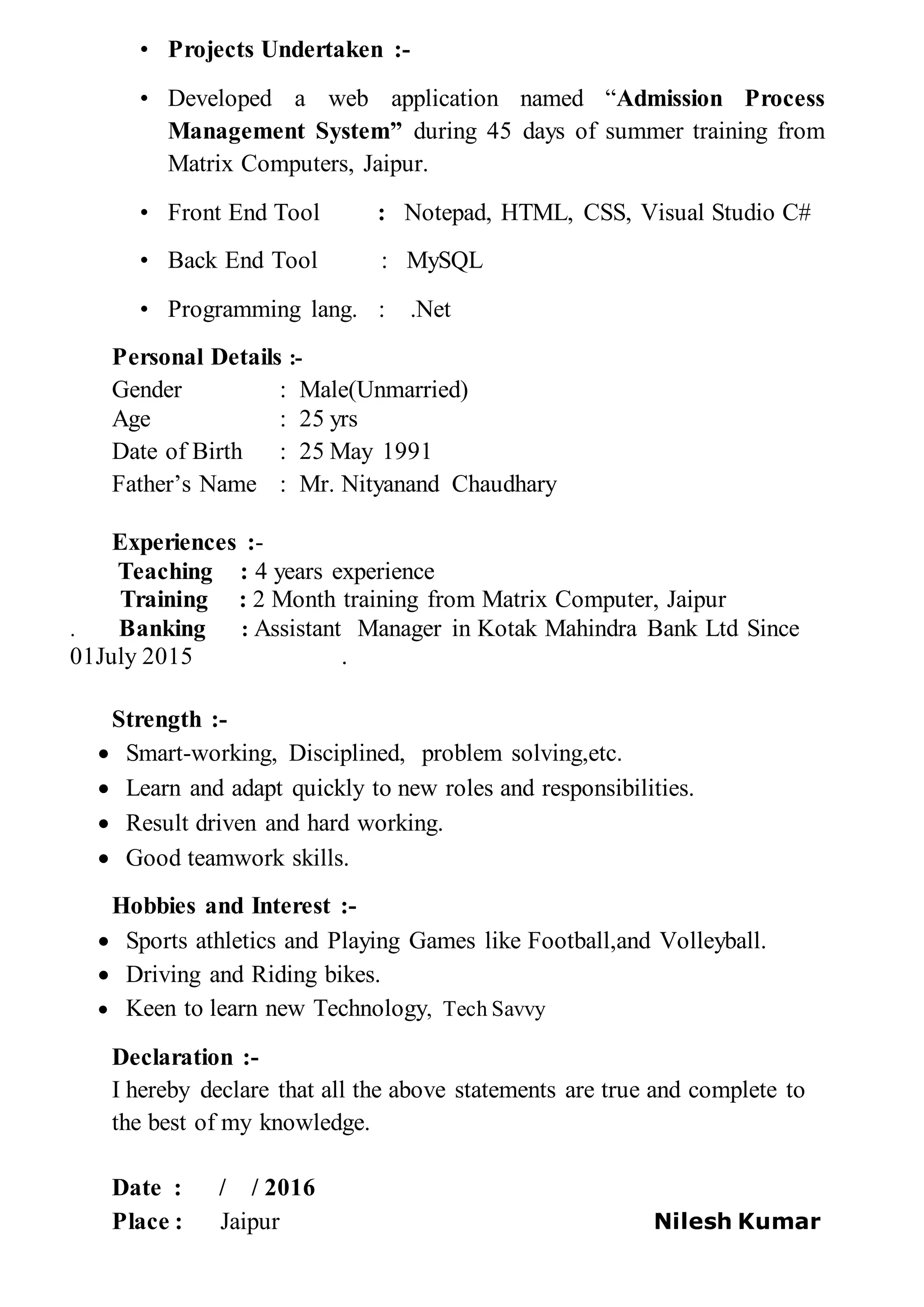 Nilesh cv | DOCX
