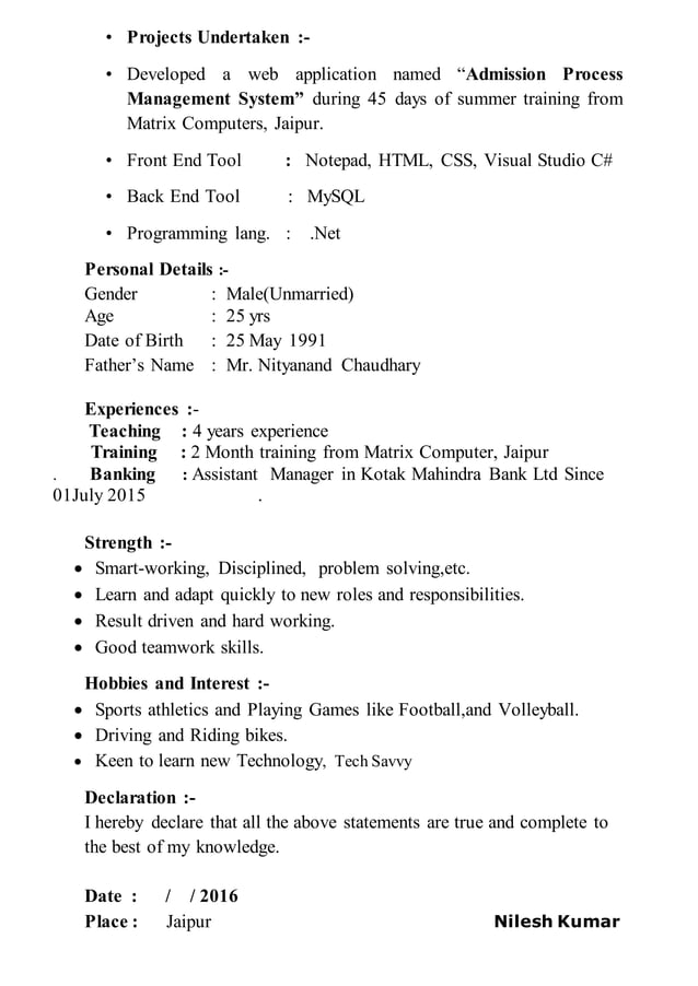 Nilesh cv | DOCX