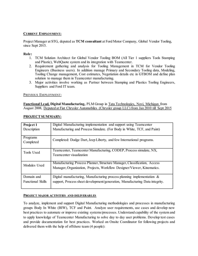 Nilesh Patil PLM Teamcenter manufacturing | DOCX