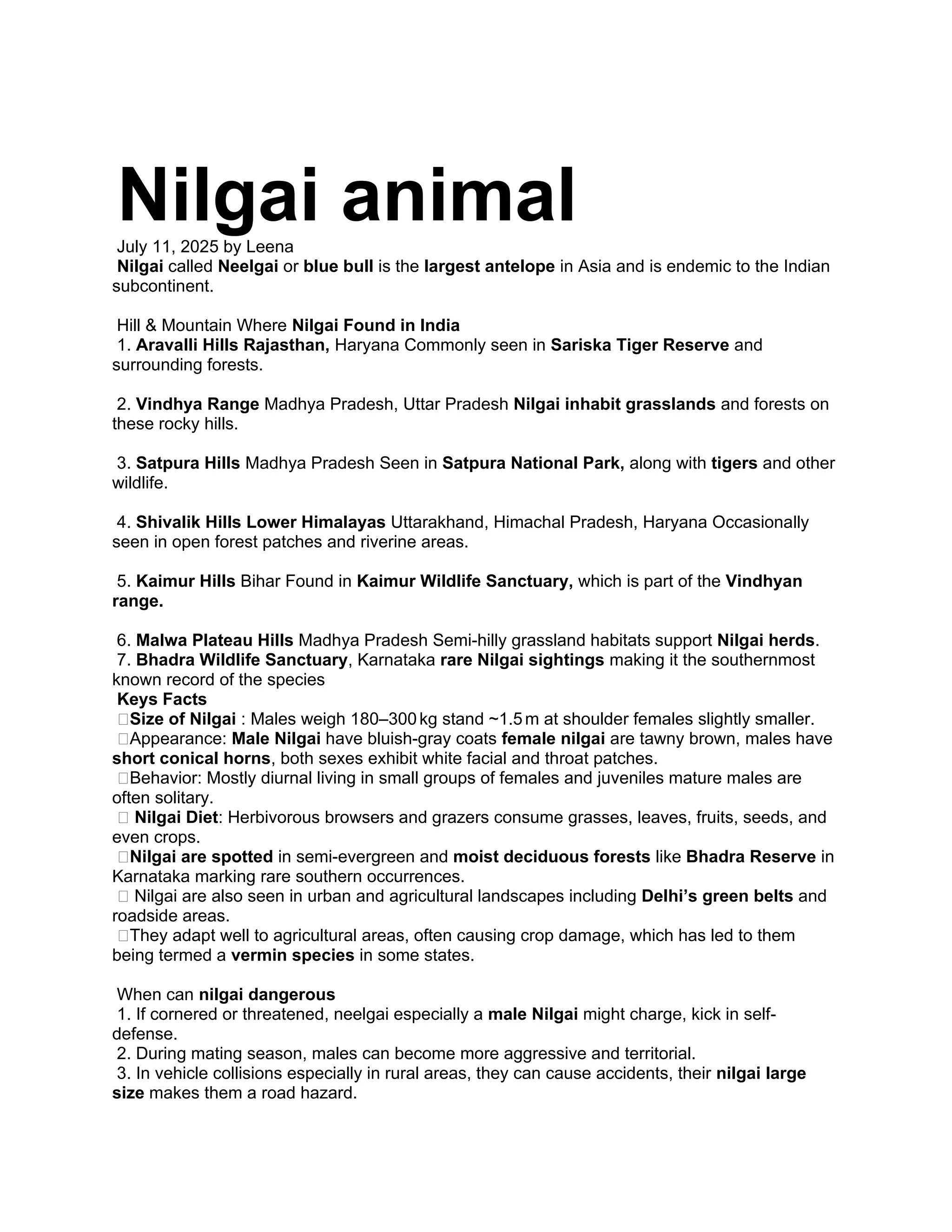 Nilgai animal is the largest antelope in Asia and is endemic to the ...
