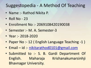 Suggestopedia- A Method Of Teaching | PPTX