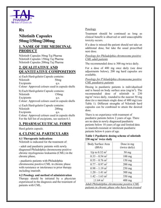 Nilotinib Capsules Taj Pharma SmPC | PDF