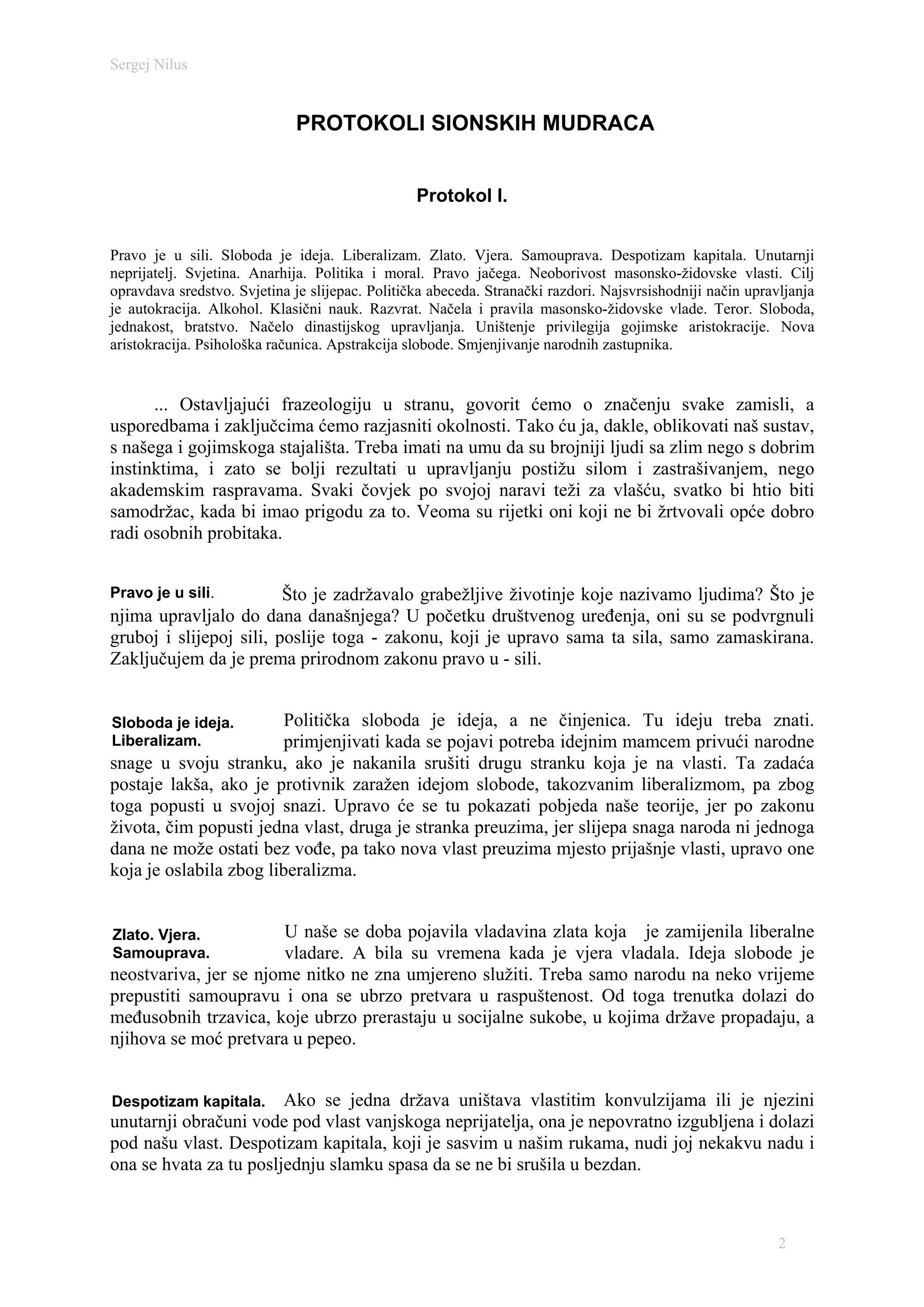 Nilus - Protokoli sionskih mudraca | PDF