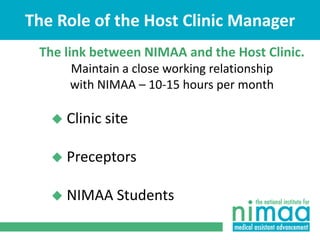 NIMAA- Becoming a host clinic | PPT