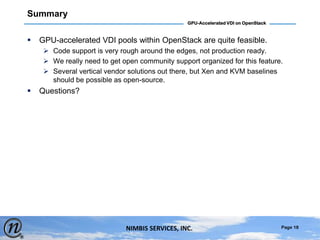 GPU Accelerated Virtual Desktop Infrastructure (VDI) on OpenStack | PPT