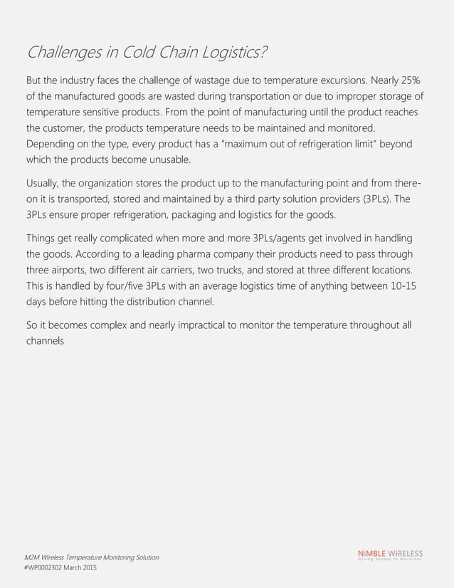 Nimble wireless- M2M Temperature Monitoring Solution | PDF | Internet ...