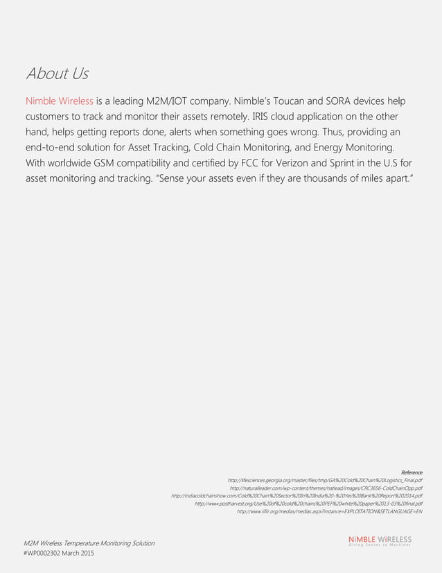 Nimble wireless- M2M Temperature Monitoring Solution | PDF