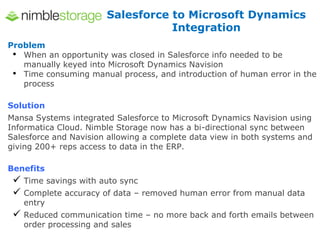 Nimble Storage - Microsoft Dynamics Navision to Salesforce Integration - Success Story | PPT