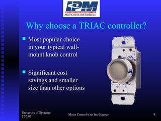 Low Cost Automatic Speed Control of Single Phase AC Fan Motors | PPT