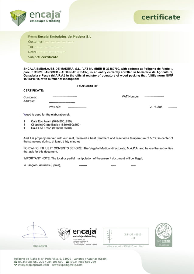 Certificado NIMF 15 | PDF