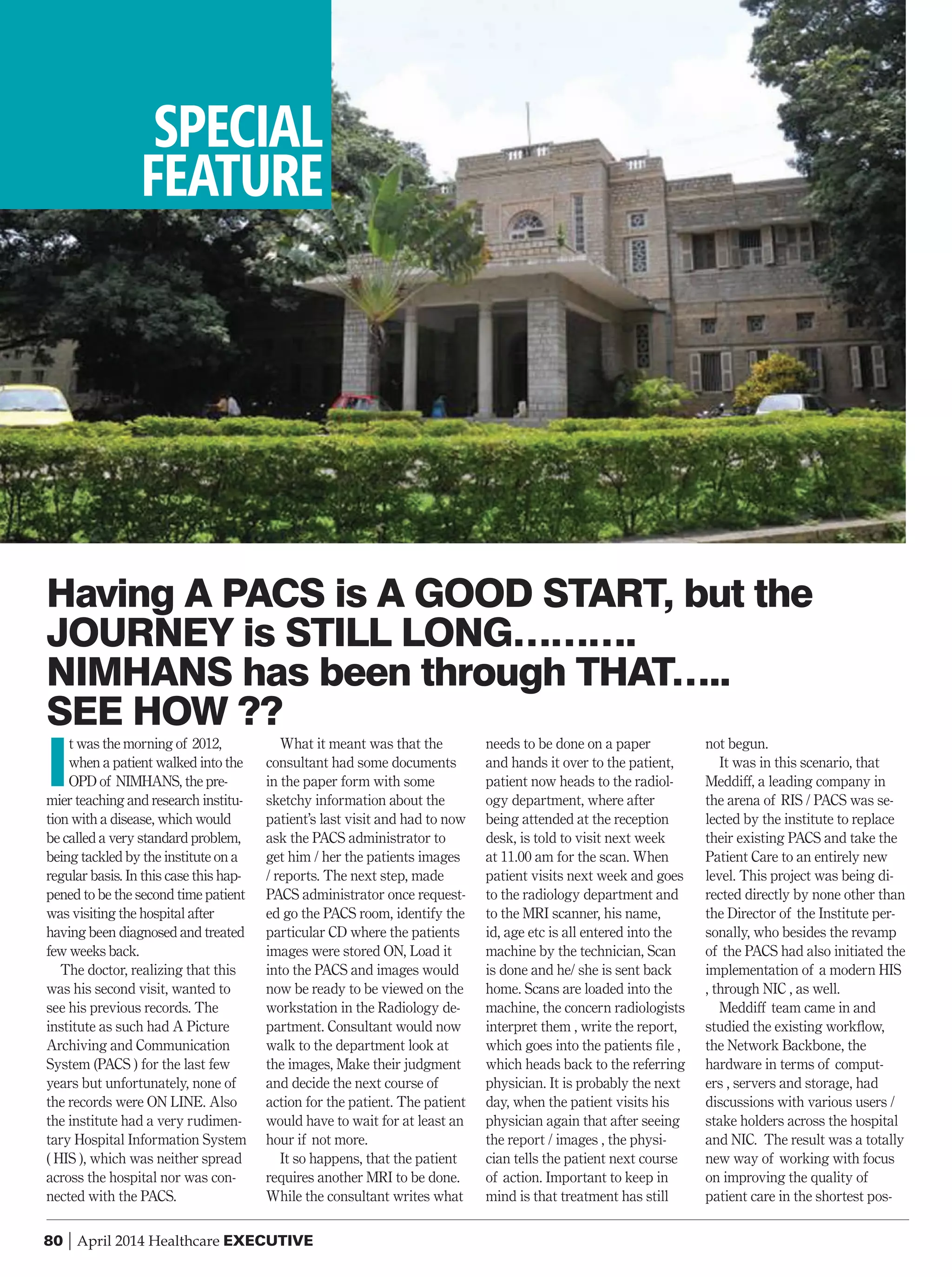 Nimhans Case Study Of PACS | PDF