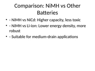 NiMH BatteryPresentation and working principle | PPTX