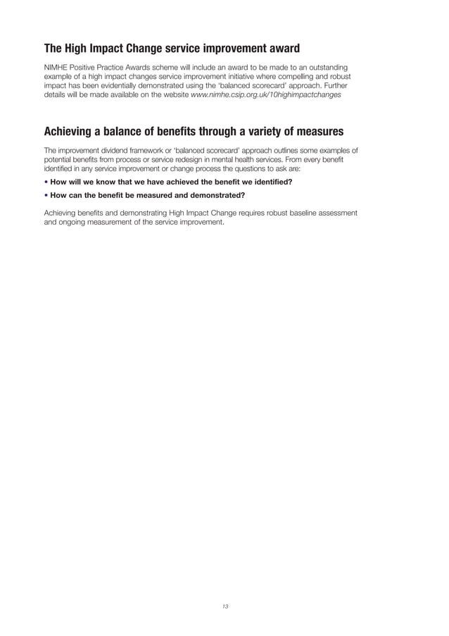 Nimhe 10 high_impact_changes_ | PDF | Mental Health | Diseases and ...