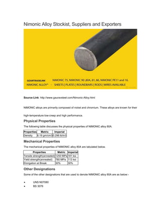 Nimonic alloy gauravsteel.com