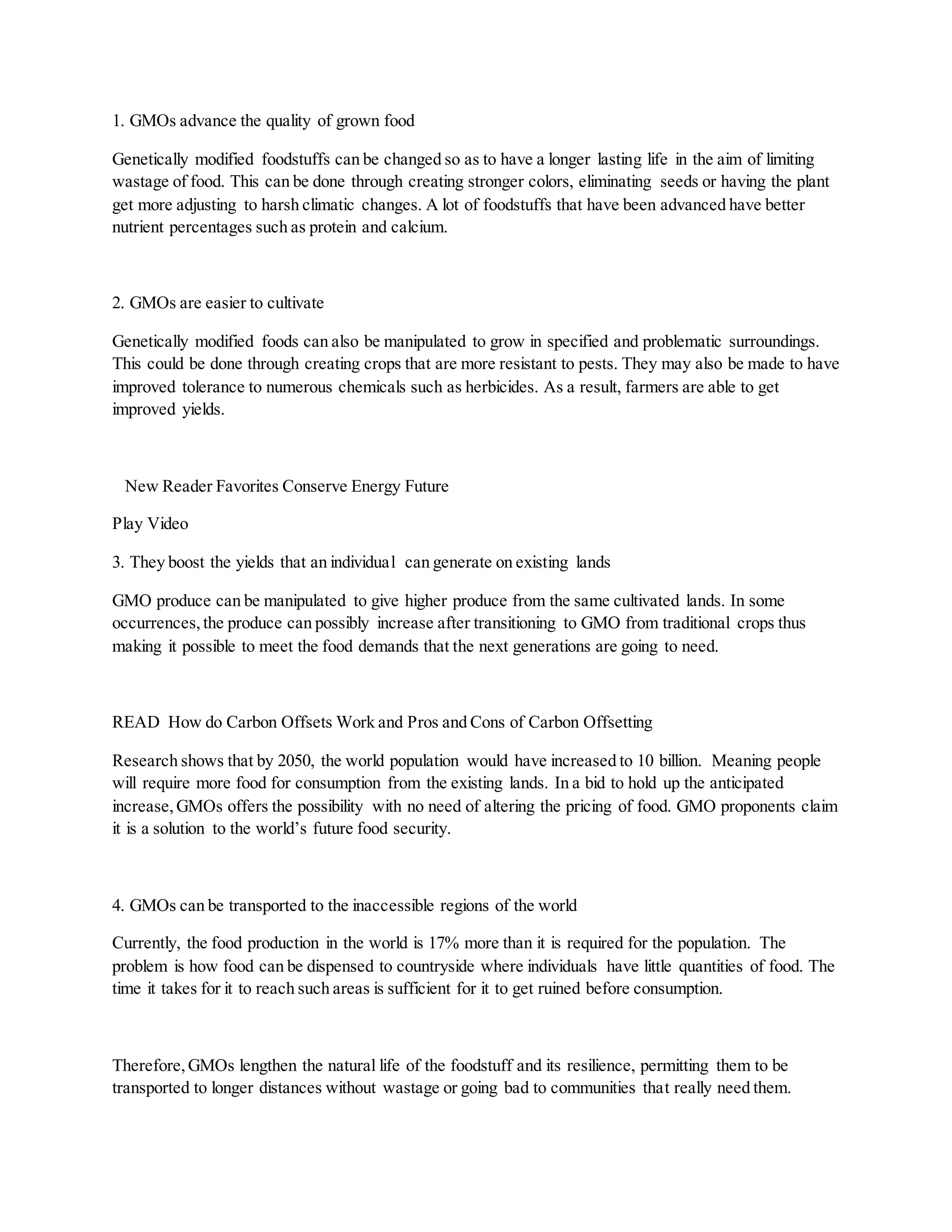 pros and cons of GMOs | DOCX