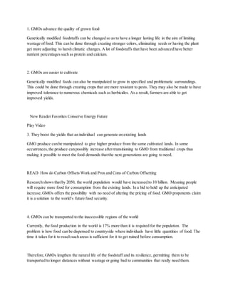 pros and cons of GMOs | DOCX